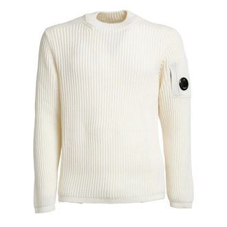 C.P. Company C.p. Company, Homme, Pulls, Blanc, Taille: L Re-Wool Crewneck Lens Sweater