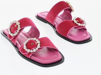 Amato Daniele Velour Sandals with Double Jewel Buckle size 41