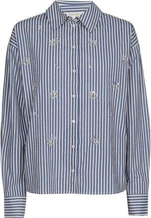 Marie M&eacute;ro Femme, Blouses et Chemises, Bleu, Taille: 50 FR Chemise Ray&eacute;e avec Sequins