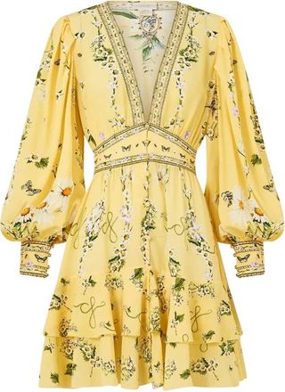 Camilla Femme, Robes, Jaune, Taille: 38 FR Daisy Chains Button Front Frill Dress