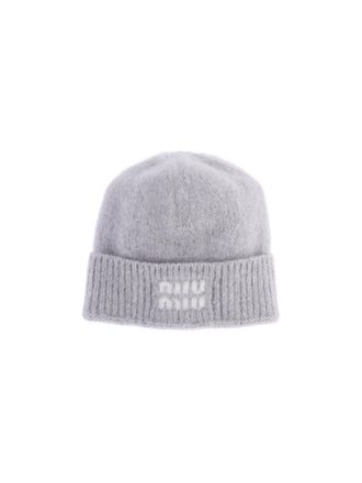 Miu Miu Logo Beanie In Mohair Blend