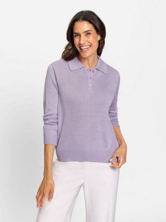 Witt Strickpullover Polopullover Langarm Jersey, Materialmix