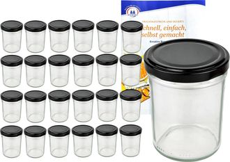MamboCat 25er Set Sturzgläser 230 ml Hoch Deckelfarbe schwarz to 66 inkl. Diamant Gelierzauber Rezeptheft, Marmeladengläser, Einmachgläser, Einweckgläser, Gläs