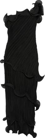 Cult Gaia One-shoulder Pliss&eacute;-effect Midi Dress