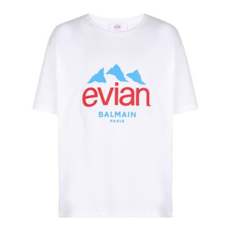Balmain Homme, Tops, Blanc, Taille: M T-shirt logo - x Evian