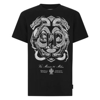 Philipp Plein Rundhals-T-Shirt Full Of Stones Dragon - - Tops - Herren - Schwarzk - M