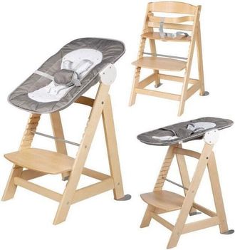 Roba Roba - Chaise Haute &Eacute;volutive Born Up 2 en 1 + Transat Inclinable - Sternenzauber - Des la Naissance - Bois Naturel