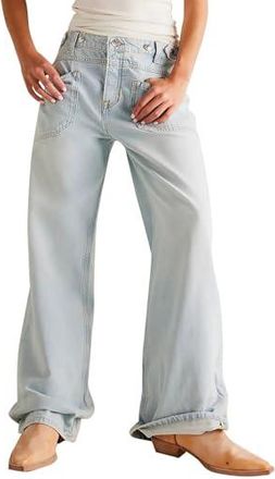 Generic Jean coupe droite pour femme - Taille haute - Jambes larges - Avec poches - Coupe droite - &Eacute;l&eacute;gant - Couleur unie - Confortable - Jambe droite - Basiq