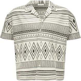 Deeluxe Chemise Jacquard Oversize en Coton avec imprimés géométriques Indiana Natural L pour Homme