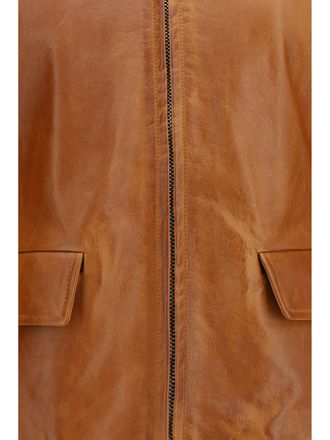 Marni Calf Leather Jacket - Cognac