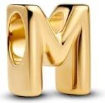 Pandora Lettre M Alphabet Mini Charm en argent sterling plaqué or 14 carats, compatible Moments, dimensions : 6,1 x 8,2 x 6,5 mm, 763959C00