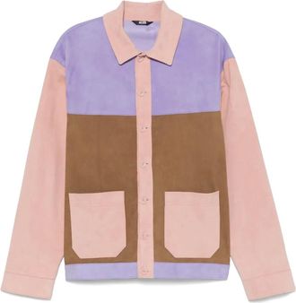 GCDS surchemise en daim à design colour block - Violet