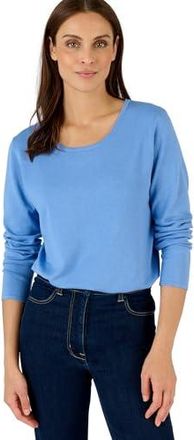 Damart Pull Maille Fine Uni Ou Imprim&eacute;, Femme, Col Rond, Bleu, 38/40
