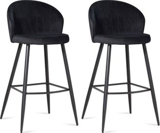 M&S Collection M&s - Lot de 2 chaises de bar 56x52,5x102,5 cm en velours noir