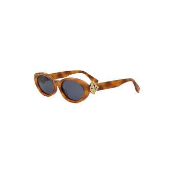 Fendi Ovale Acetat-Sonnenbrille mit goldfarbenem FF-Logo - - Accessories - Damen - Braun - ONE SIZE