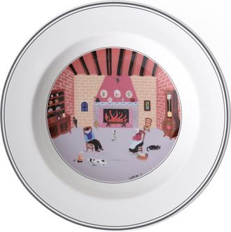 Villeroy & Boch Villeroy und Boch Design Naif Suppenteller Kamin, 21 cm, Premium Porzellan, Weiß/Bunt