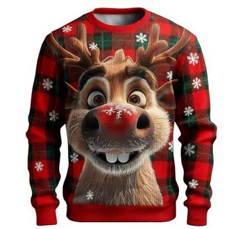 Generic Pull Moche De Noel Homme de 3D Rigolo Femme Pere Renne Dre Le Ugly Christmas Jumper Cerf Sweat Shirt