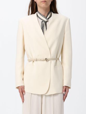 Fabiana Filippi Blazer court &agrave; double boutonnage en m&eacute;lange de viscose avec fermeture dissimul&eacute;e