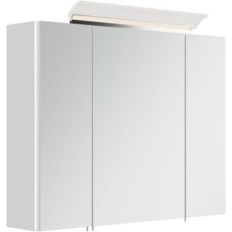 Magnolia Home Spiegelschrank 80cm inkl. Design LED-Lampe und Glasb&ouml;den weiss hochglanz