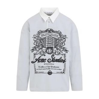 Acne Studios Homme, Tops, Gris, Taille: M T-shirt en Coton Gris avec Logo