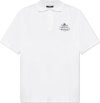 Balmain Homme, Tops, Blanc, Taille: L Polo &agrave; Motif Vigne Imprim&eacute;