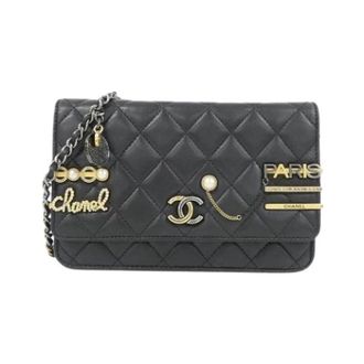 Chanel Portefeuille bandouli&egrave;re &agrave; cha&icirc;ne Pre-owned - Femme - Pre-owned - Noir - Taille: ONE Size