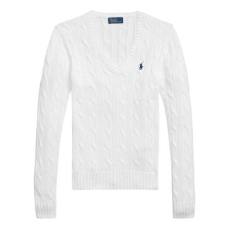 Ralph Lauren Femme, Pulls, Blanc, Taille: 38 FR Cable Knit V-neck Sweater