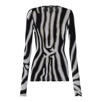 Balmain Femme, Tops, Multicolore, Taille: 42 FR Top moulant en velours &agrave; imprim&eacute; z&egrave;bre