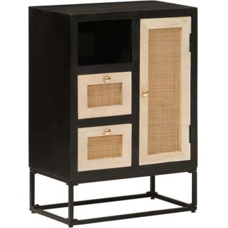 vidaXL Sideboard Schwarz 55x30x76 cm Massivholz Mango und Eisen Vidaxl