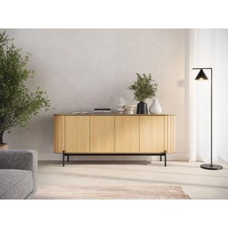 BOBOCHIC Bobochic - Buffet arrondi 4 portes 200 cm amboise couleur ch&ecirc;ne