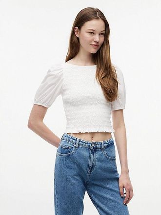 Tommy Hilfiger Chemisier slim smock&eacute; manches courtes en popeline