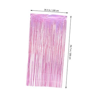 Cabilock 3 St&uuml;ck Lametta T&uuml;rvorhang Fransen Hintergrund Deko 2m X 23mm Rosa Langlebiger Partyvorhang f&uuml;r Geburtstag Hochzeit Feier