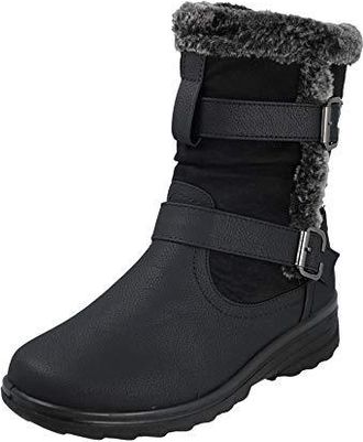 Cushion-Walk Bottes doubl&eacute;es de fourrure souples et l&eacute;g&egrave;res avec fermeture &eacute;clair pour femme, Noir, 39 EU
