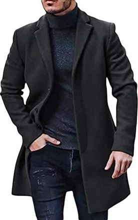 ORANDESIGNE Manteau Homme Laine Long Chaud Veste Elegant Slim Fit Business Parka Trench Coat Caban Col Fourrure Couleur Unie Blazer Manche Longue Blousons Duffle 