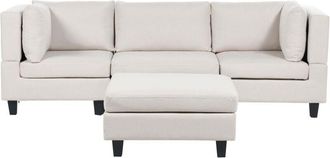 Beliani Modulsofa 3-Sitzer UNSTAD Stoff Hellbeige mit Ottomane