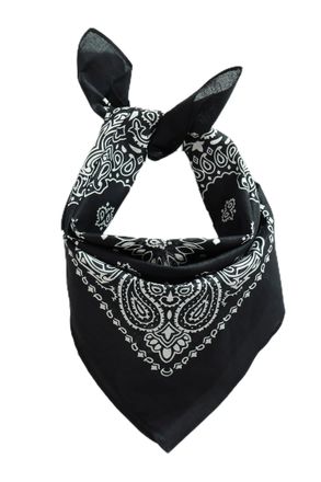 Ulla Popken Damen, Paisleymuster, quadratisch, Tuch Bandana, schwarz, Einheitsgröße