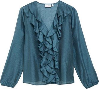 Comma Langarmbluse Bluse Leicht transparente Jacquard-Bluse