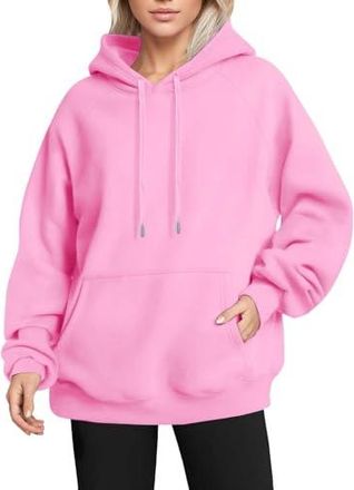Generic Sweats à capuche de couleur unie en peluche et manches épaisses Pull à capuche à manches longues pour femmes automne et hiver nouveau manteau haut pou