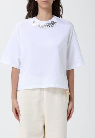 Disclaimer T-shirt court en coton avec logo imprim&eacute; et col rond