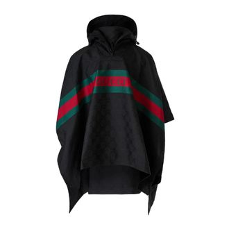 Gucci Gr&uuml;ner Jacquard Nylon Hooded Poncho - - Jackets - Herren - Schwarzk - L