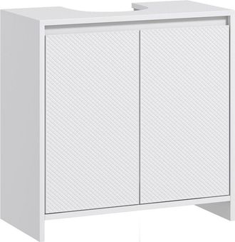 HOMCOM Meuble sous vasque 2 portes avec &eacute;tag&egrave;re r&eacute;glable armoire de rangement pour lavabo 60l x 30P x 60H cm blanc-Blanc