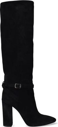 Saint Laurent Stiefel - Black Suede Boots With Ankle Buckle Strap - Gr. 37 (EU) - in Schwarz - f&uuml;r Damen