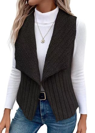 Onsoyours Weste Damen Flauschig Fleeceweste Frauen &Auml;rmellose Pl&uuml;sch Mantel Winter Warm Teddywesten Ohne Kapuze Weste Gef&uuml;ttert Fellweste Teddy Fleece Cardigan J