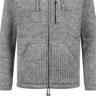 Kunst und Magie Strickjacke Herren Strickjacke Schurwolle Klassich Nordisch +Kapuze