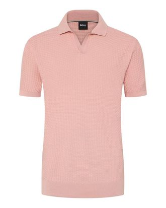 HUGO BOSS Poloshirt in Flechtstruktur mit Variokragen in