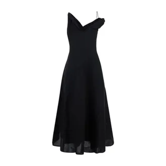 R&oacute;he Femme, Robes, Noir, Taille: 40 FR Robe mi-longue asym&eacute;trique
