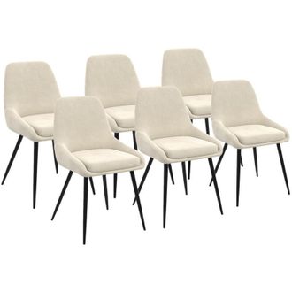 IDMarket Idmarket - Lot de 6 chaises en velours beige avec accoudoirs - Design vintage &eacute;l&eacute;gant - Dimensions 47,5x54x79cm - Assise moelleuse confortable