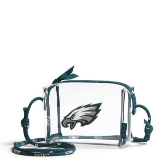 Vera Bradley Damen NFL Clear Crossbody Bag Umh&auml;ngetasche, Gr&uuml;n/Schwarz Bandana mit Philadelphia Eagles