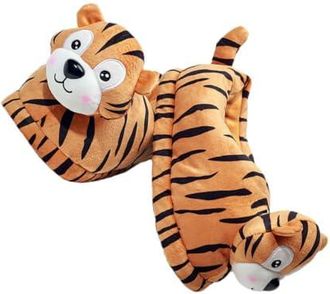 Garneck Warmhm Chaussons Intérieur Épais Coton pour Femmes Semelle Antidérapante Chaussons Hiver Confortables et Adorables Animaux Modèle Tigre Blush