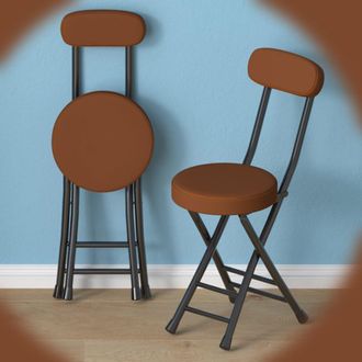 Generic WInara Klapphocker Mit Lehne Klappstuhl K&uuml;che hocker Mit Rundes PU-Sitzkissen, Tresenhocker Mit Fu&szlig;st&uuml;tze, Faltbar Barhocker for K&uuml;cheninsel Esszimmer